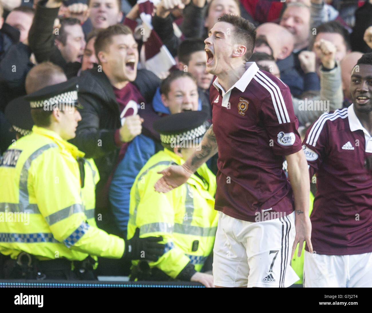 Hearts Jamie Walker celebrates scoring his sides first goal of the game ...