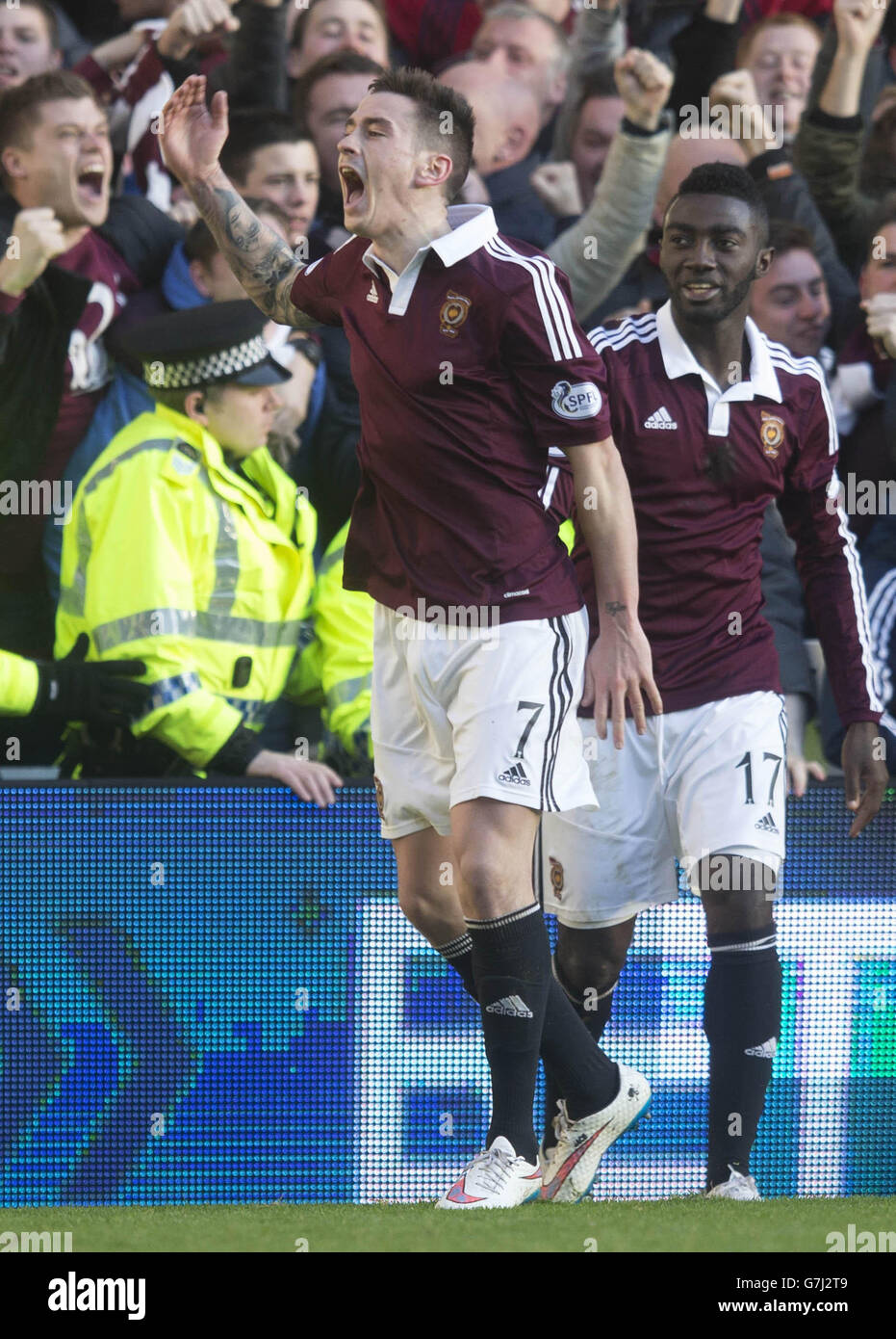 Hearts Jamie Walker celebrates scoring his sides first goal of the game ...