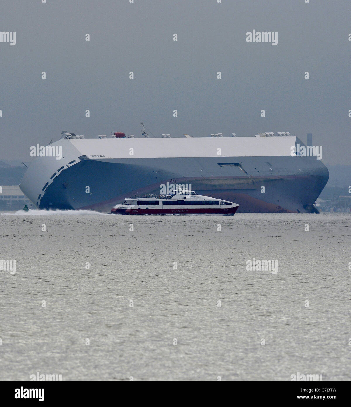Red funnel red jet hi speed ferry the hoegh osaka hi-res stock ...