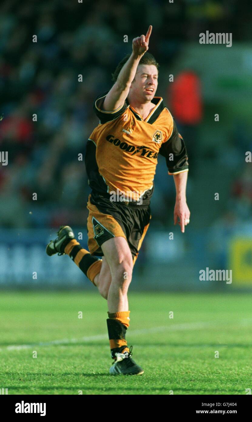 Steve Froggatt, Wolverhampton Wanderers celebrates scoring the first ...