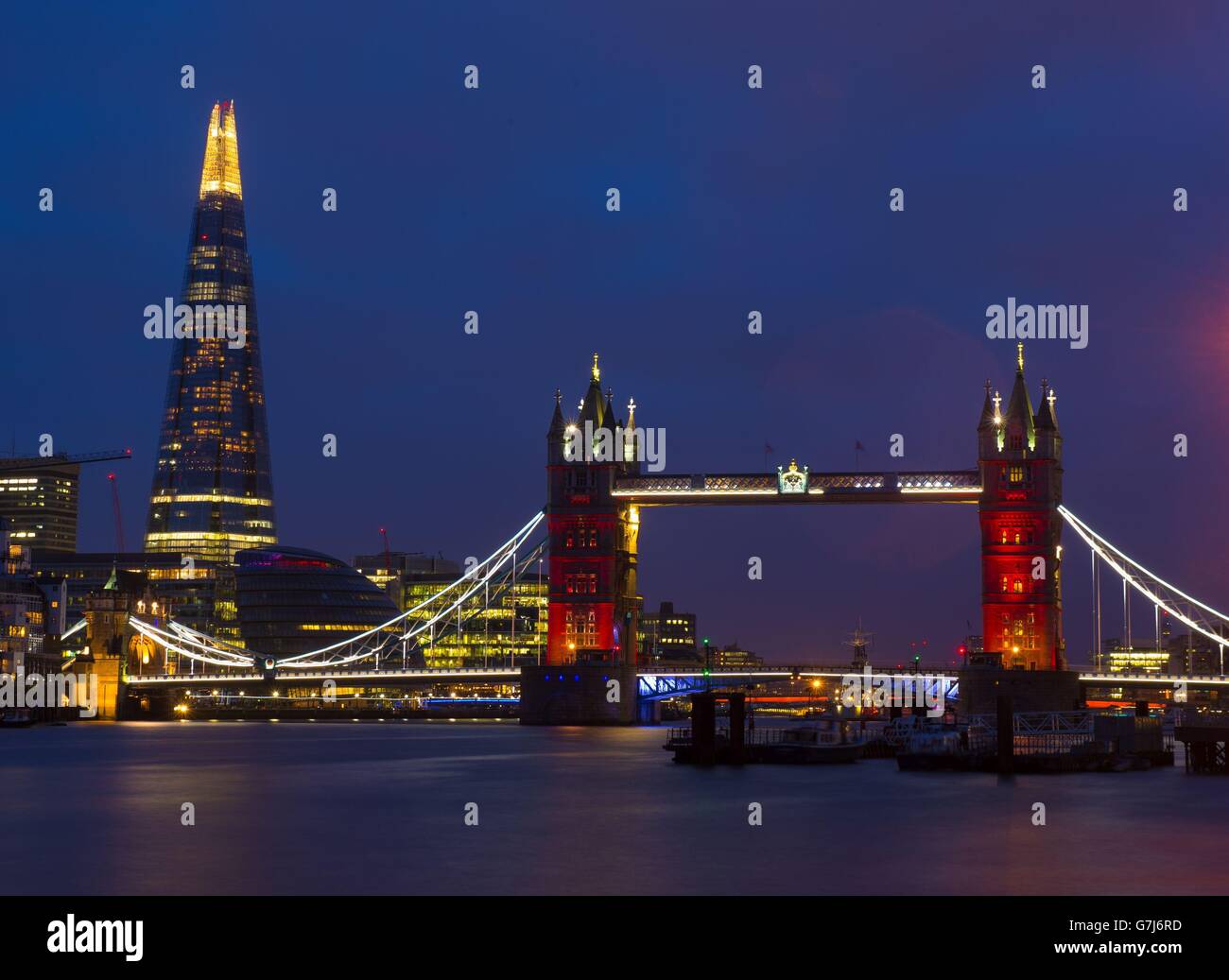 Tower Bridge, in central London, is illuminated with the colours of the ...