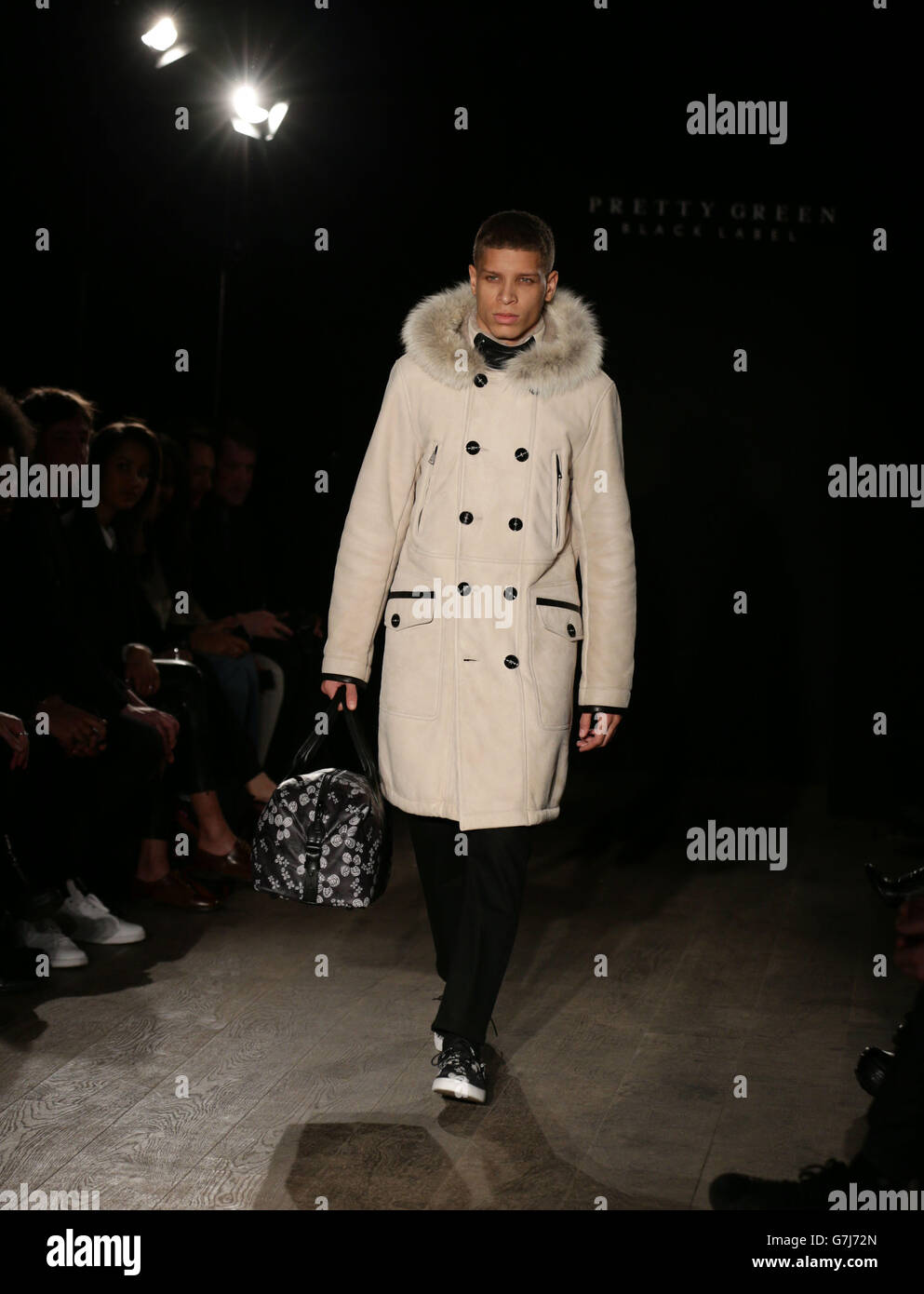 A model on the catwalk during the Pretty Green show, part of the ...