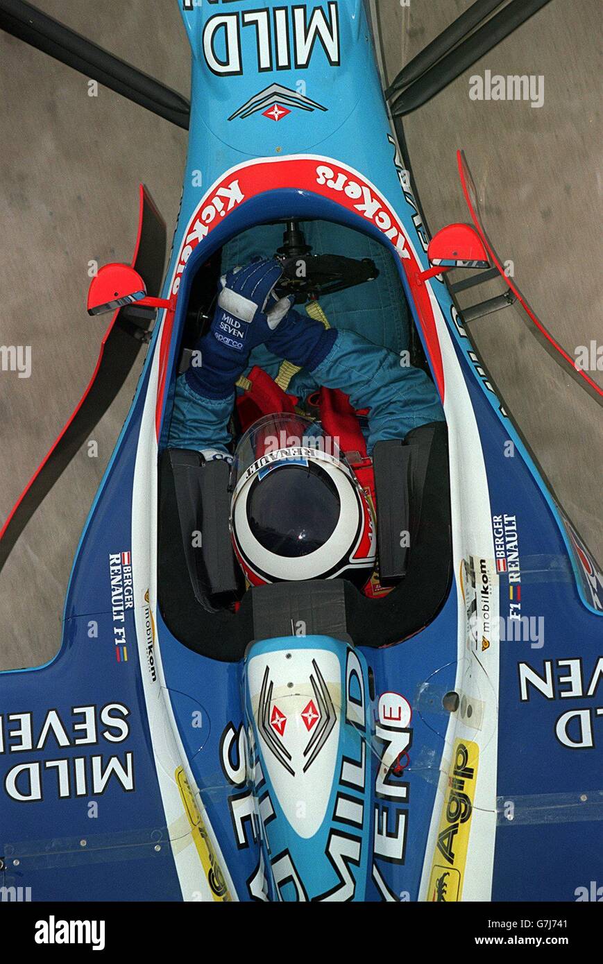 Gerhard berger leaves the pits during testing hi-res stock photography ...