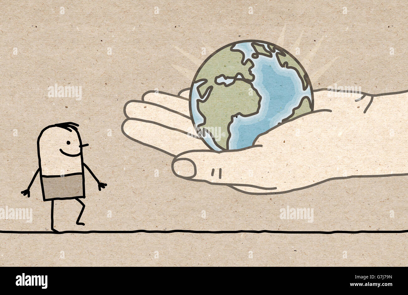 Big hand cartoon character earth hi-res stock photography and images ...