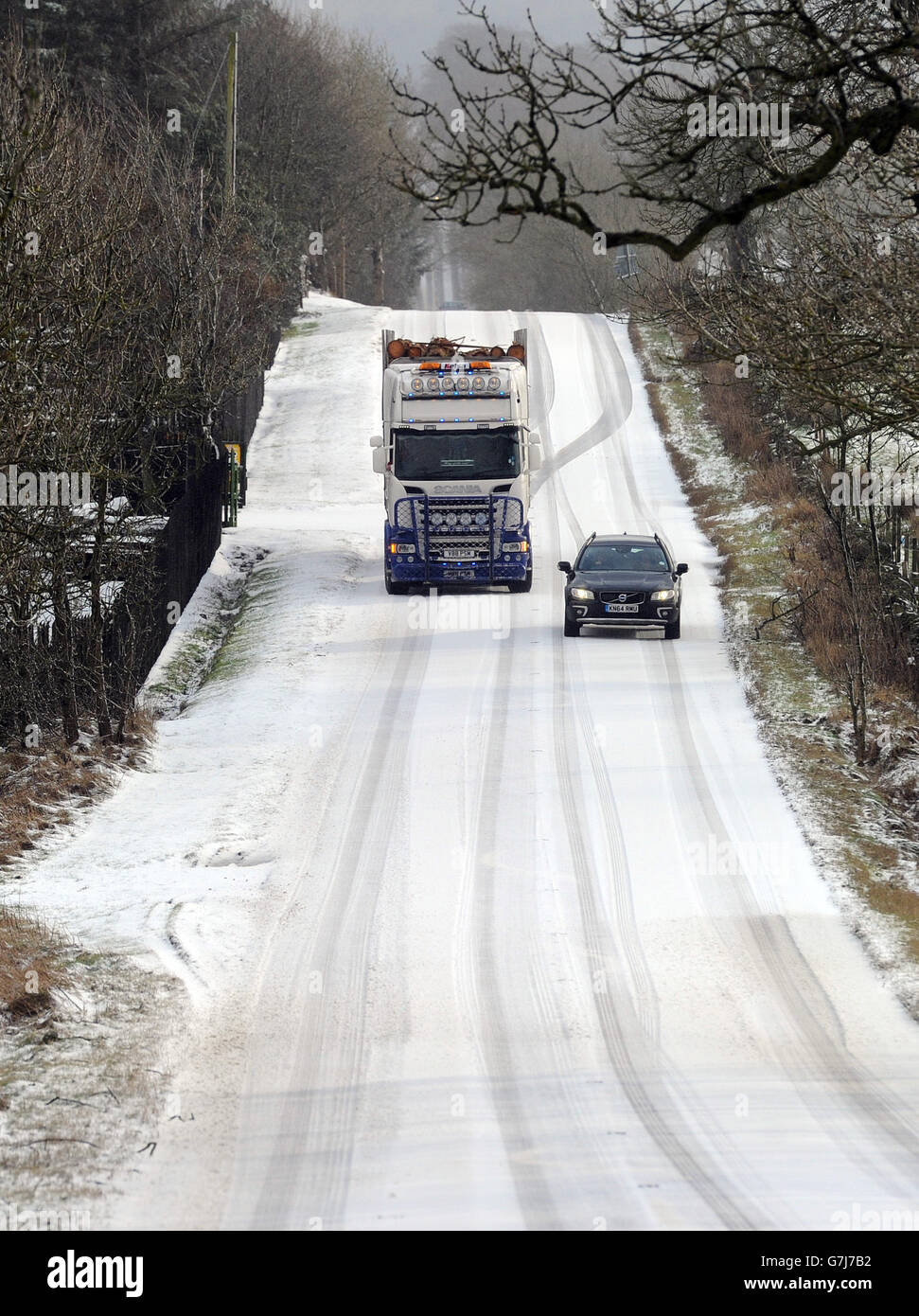 Snow covers the A68 near Corbridge in Northumberland, as many parts of ...