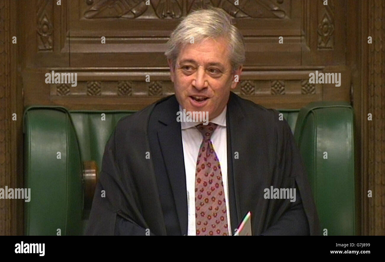 Commons Speaker John Bercow speaks during Prime Minister's Questions in ...