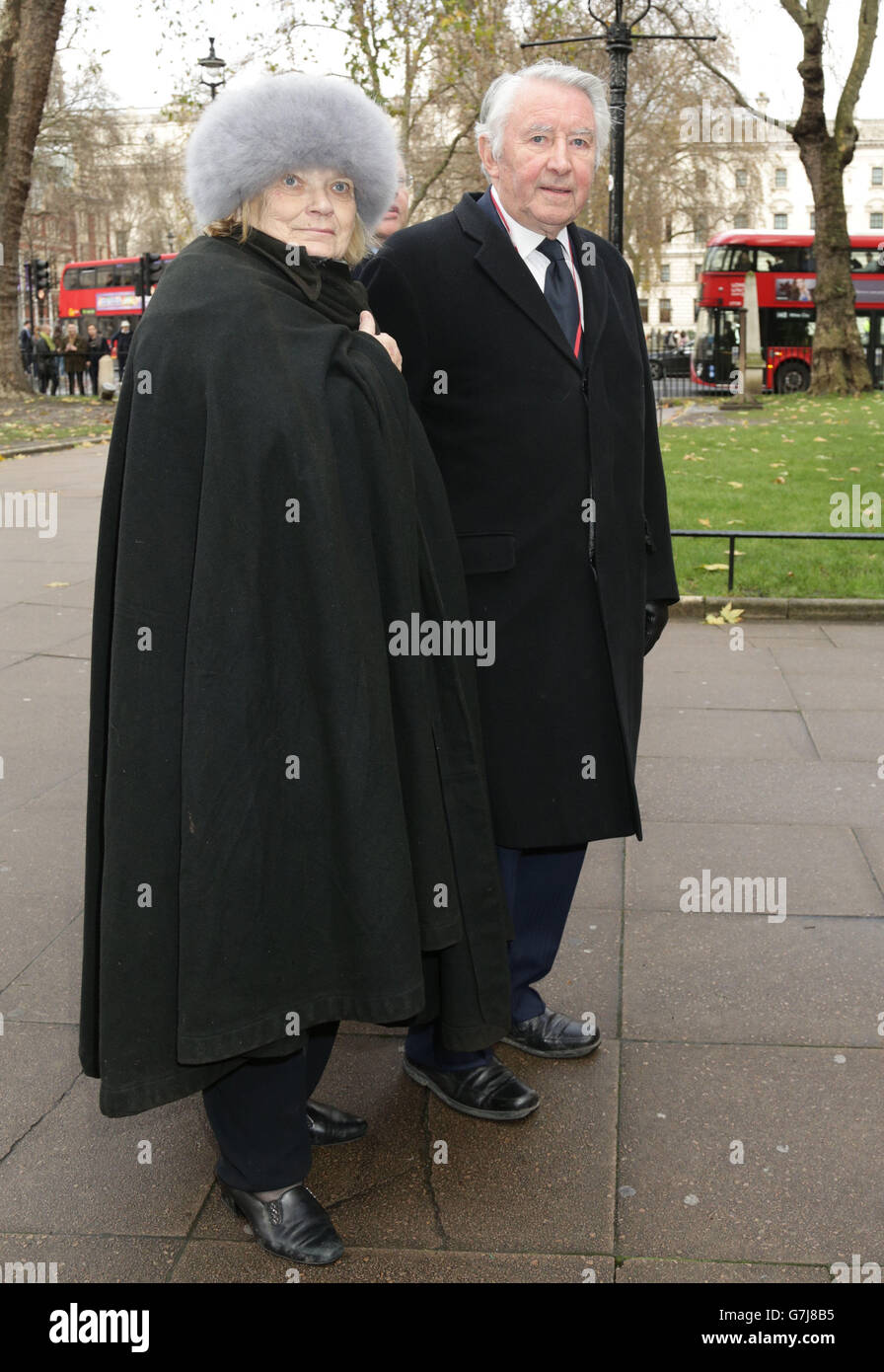 Lord steel his wife judith steel attending the funeral of hi-res stock ...