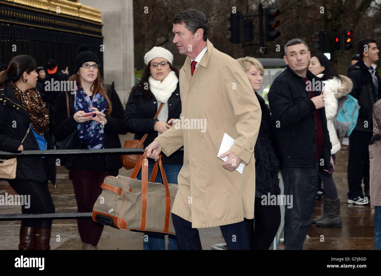 Arrives for the queens christmas lunch at buckingham palace hi-res ...