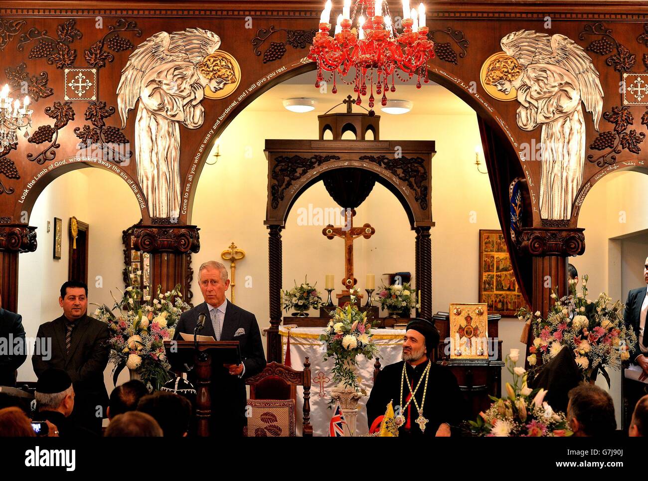 The Prince of Wales visits Syrian Orthodox Church Stock Photo - Alamy