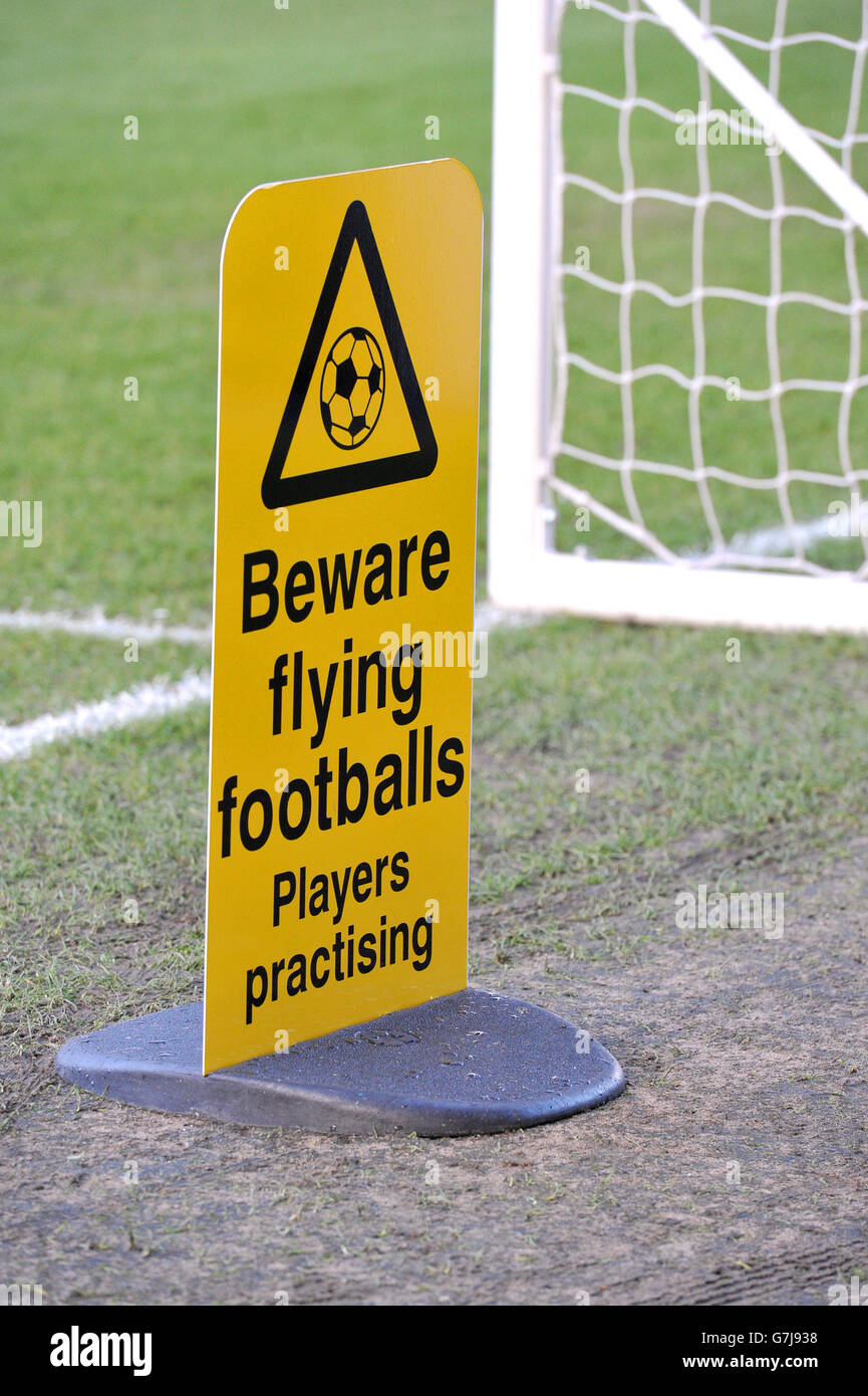 A general view of a warning sign at Hillsborough stadium, home of ...