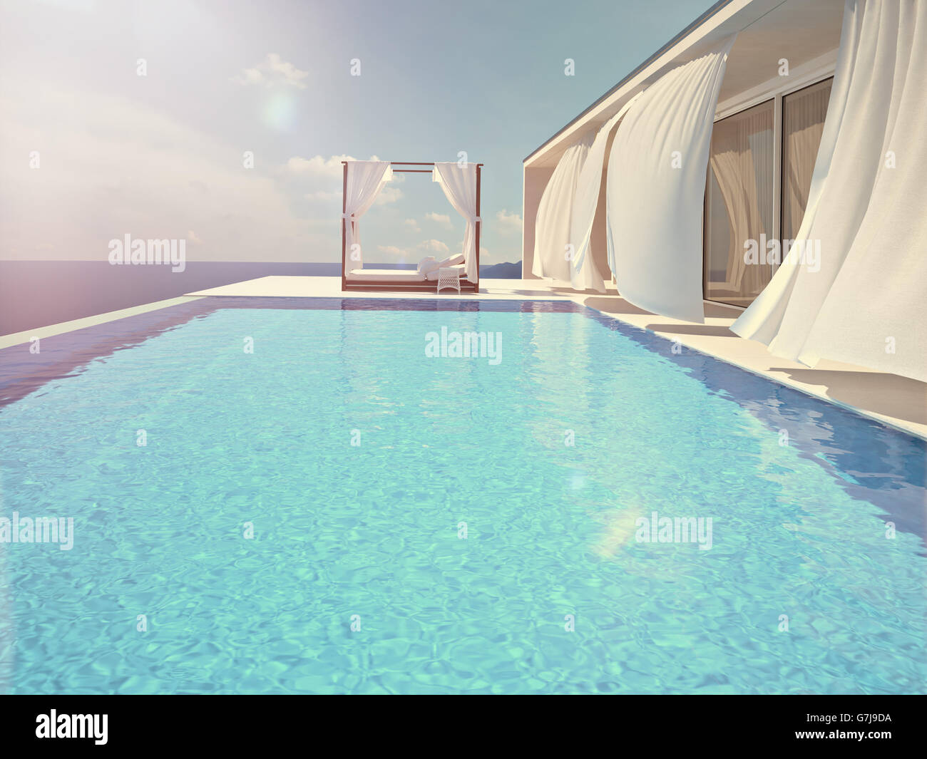luxury swimming pool. color edit.3d rendering Stock Photo - Alamy
