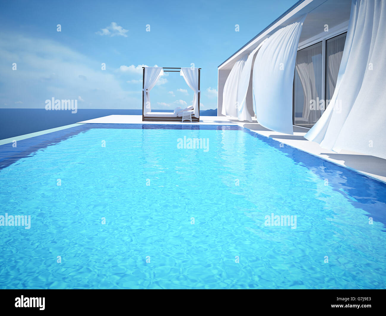 luxury swimming pool. 3d rendering Stock Photo - Alamy