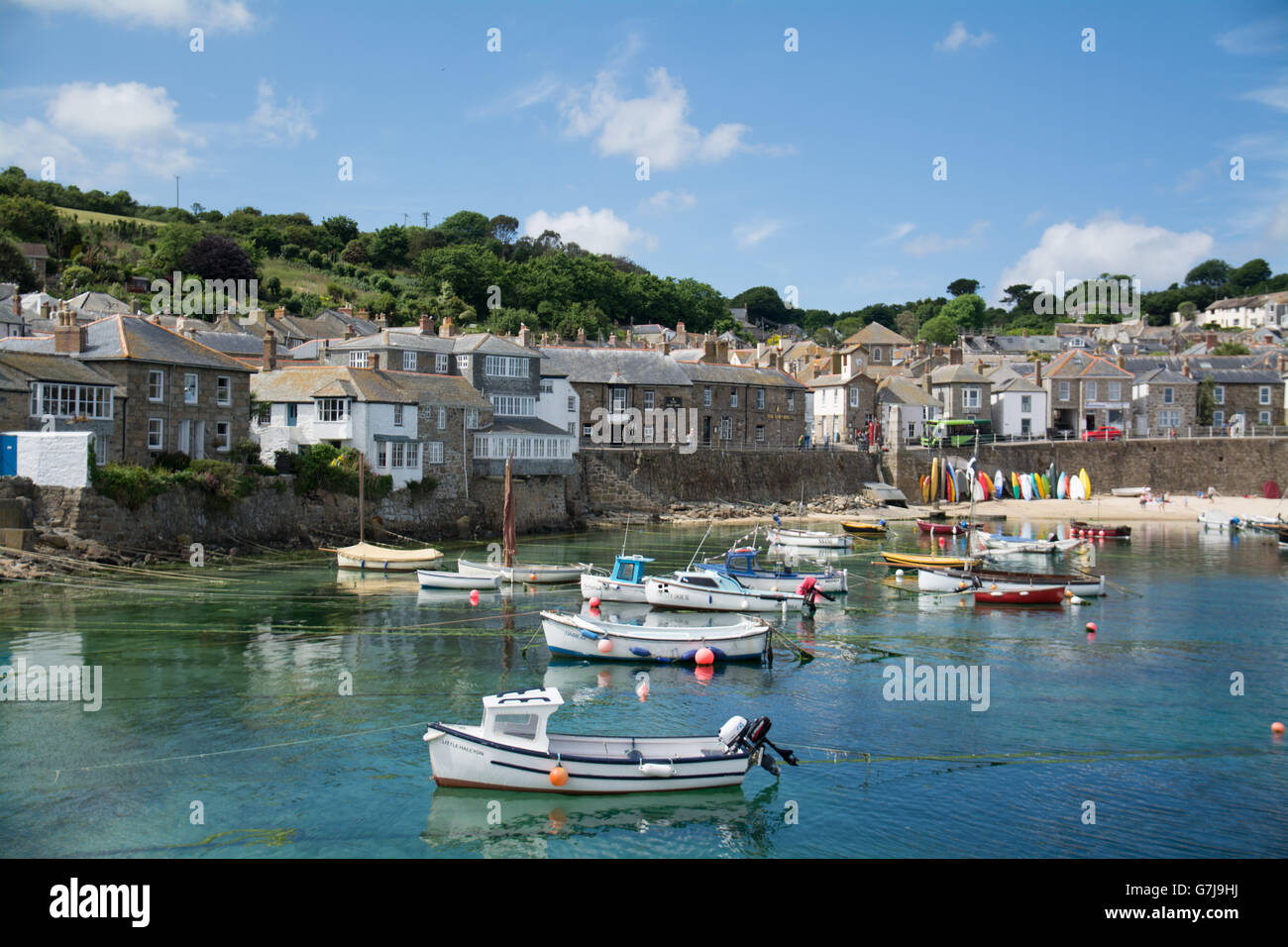 Mousehole harbour looking towards the town Stock Photo - Alamy
