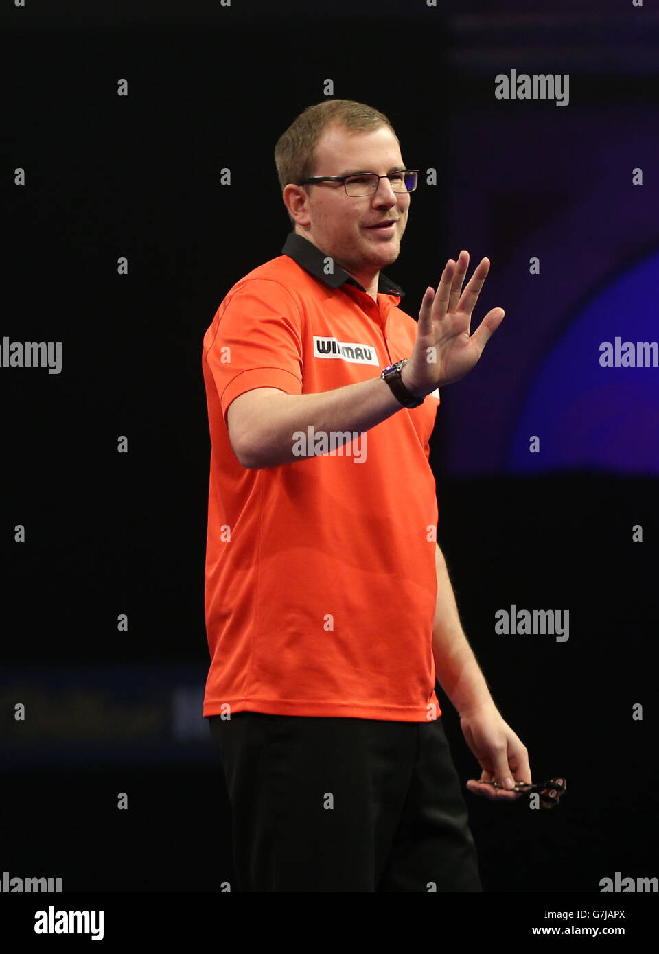 Mark Webster celebrates defeating Ron Meulenkamp during the William ...