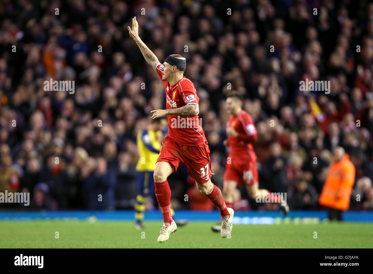 Liverpool's Martin Skrtel celebrates scoring his sides second goal of ...