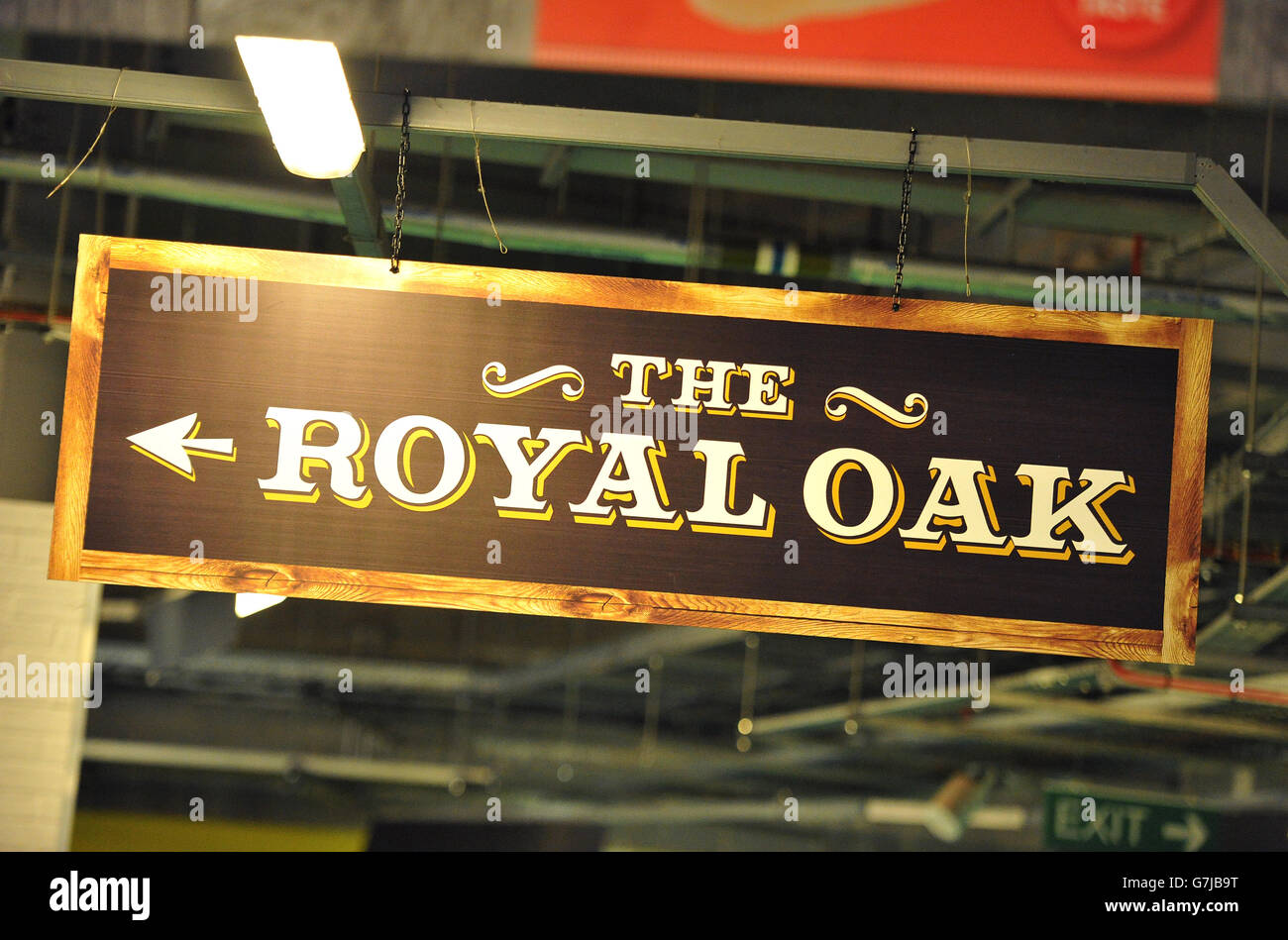 General view of The Royal Oak sign in the concourse at the Ricoh Arena ...