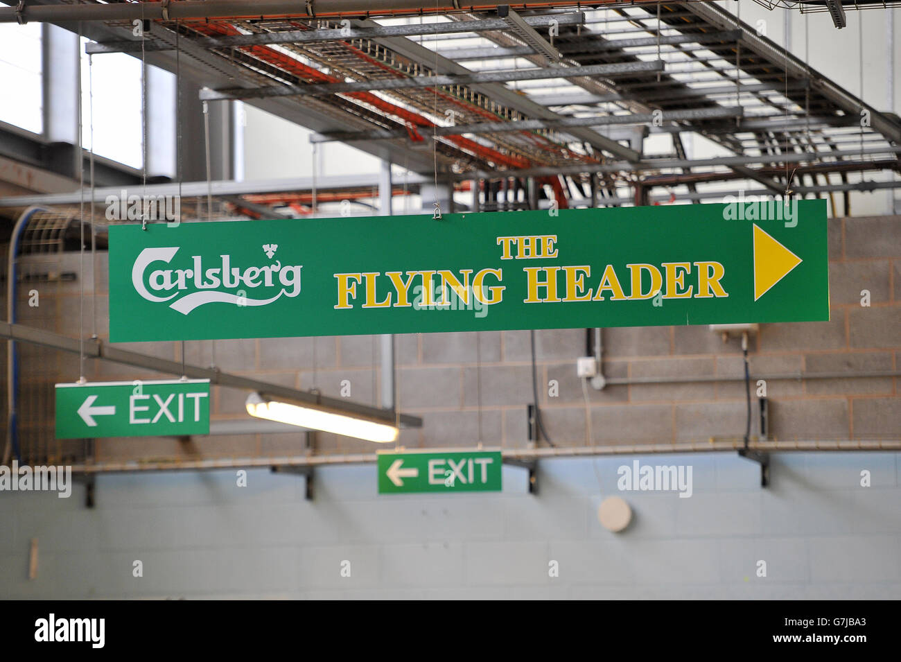 General view of The Flying Header bar sign in the concourse at the ...