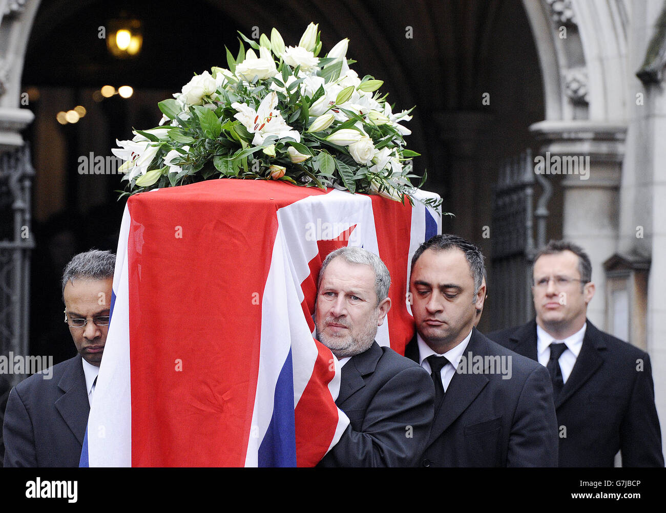 The coffin leaves St Margaret's Church in Westminster, London, after ...