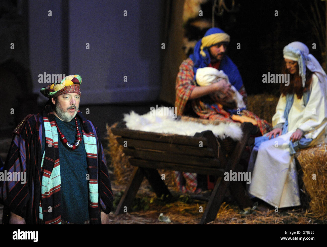 Actors performing scenes from The Wintershall Nativity in All Souls ...