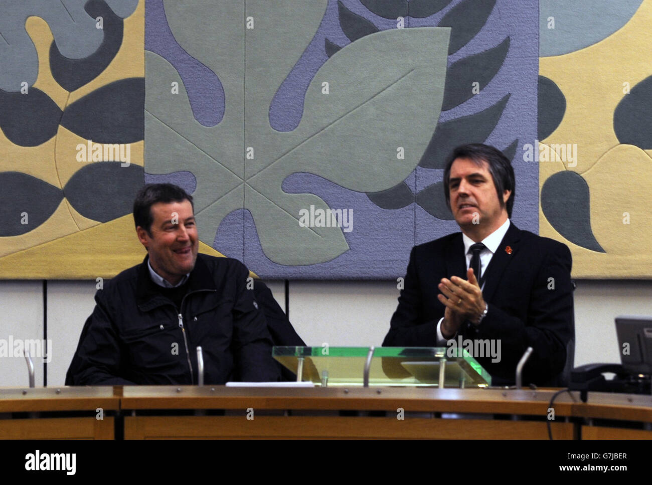 Peter Hooton, vocalist of Liverpool-based group The Farm (left) and ...