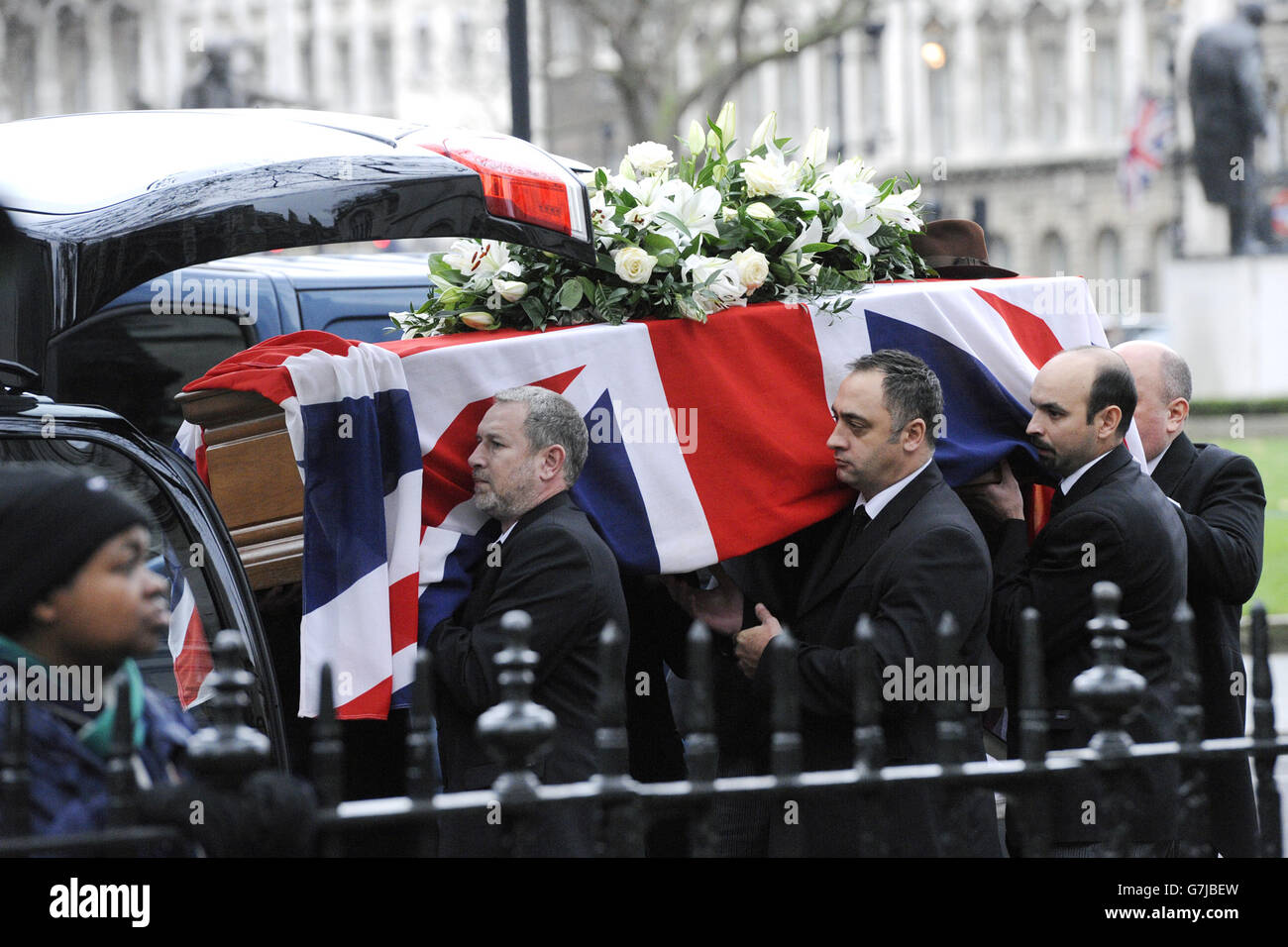 The coffin leaves St Margaret's Church in Westminster, London, after ...