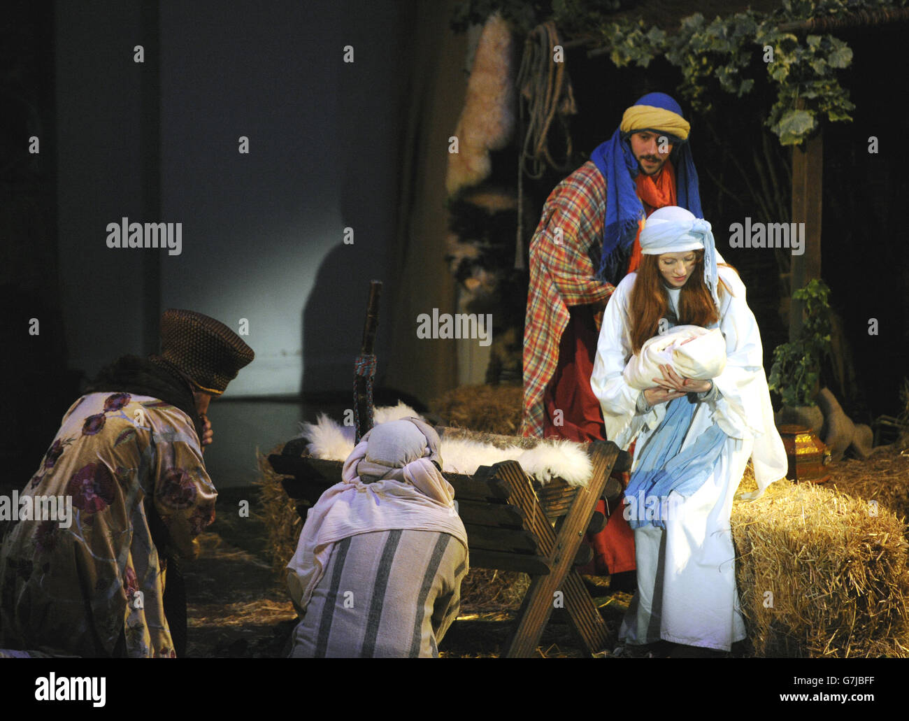 Actors performing scenes from The Wintershall Nativity in All Souls ...