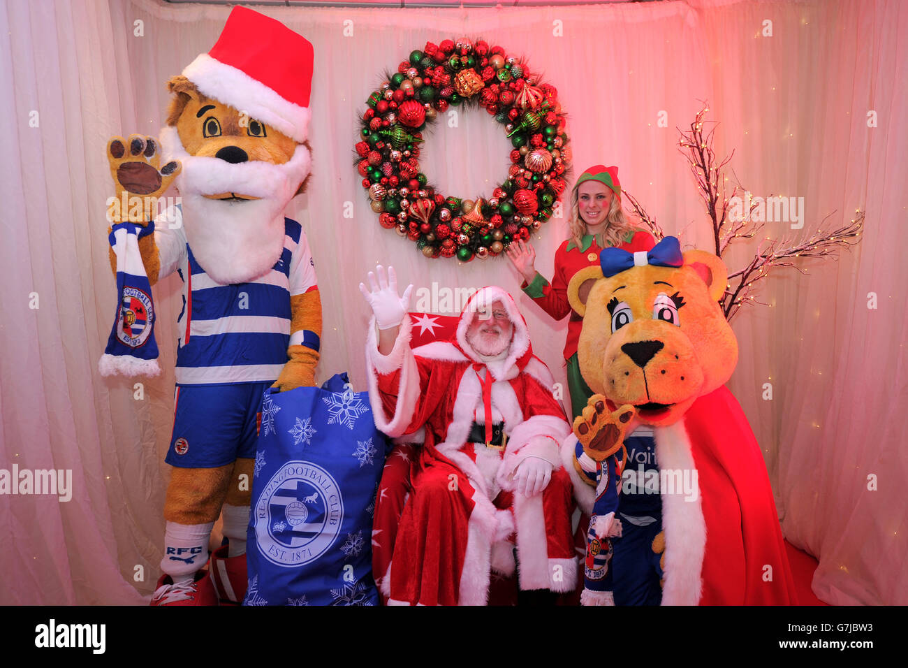 Reading FC mascots Kingsley (left) and Queensley meets Santa Claus ...