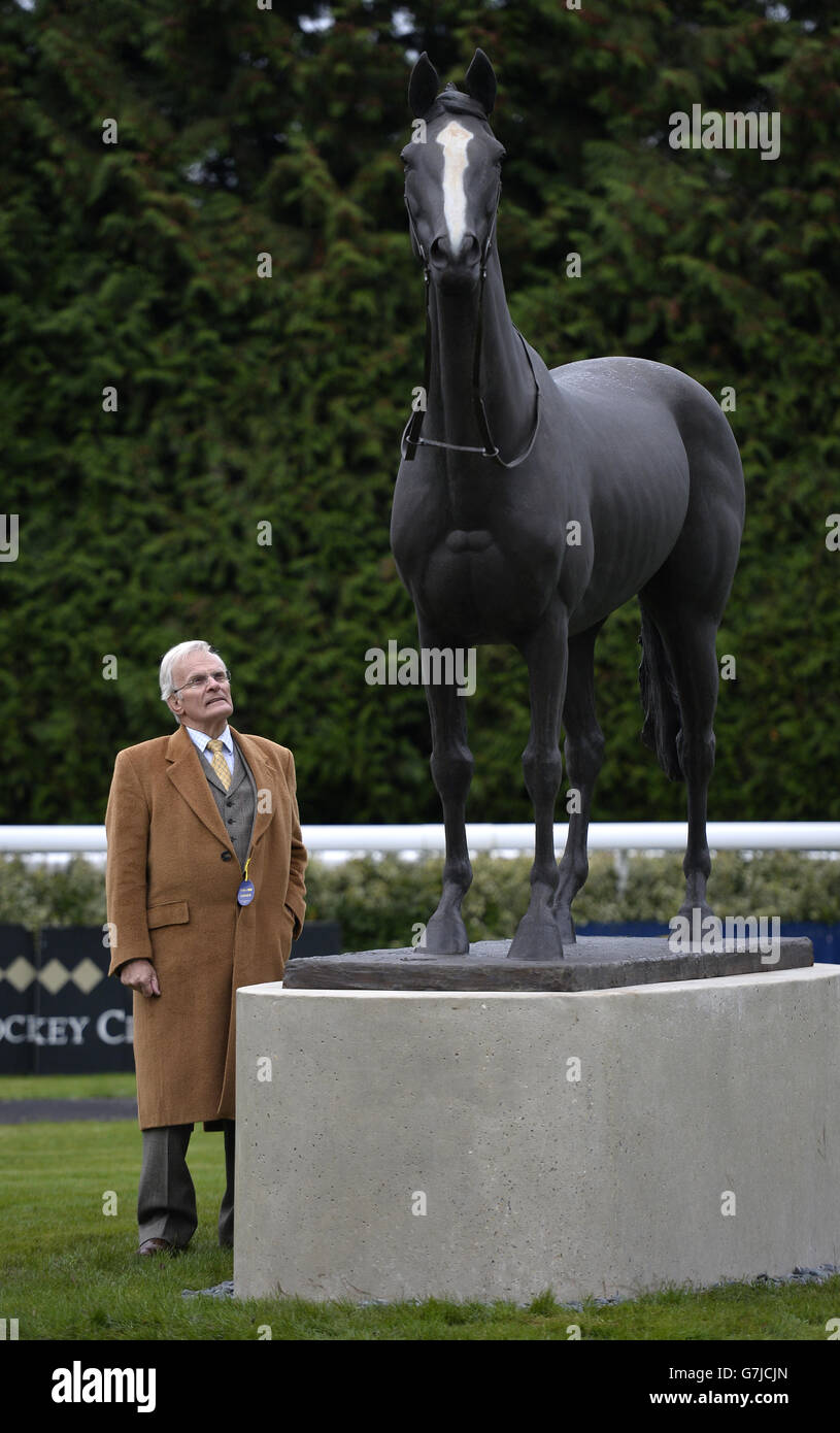 Clive Smith looks up at a statue of legendary race horse Kauto Star ...