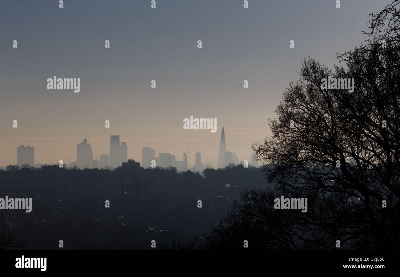 The City of London is seen from Alexandra Palace on a clear winter's ...