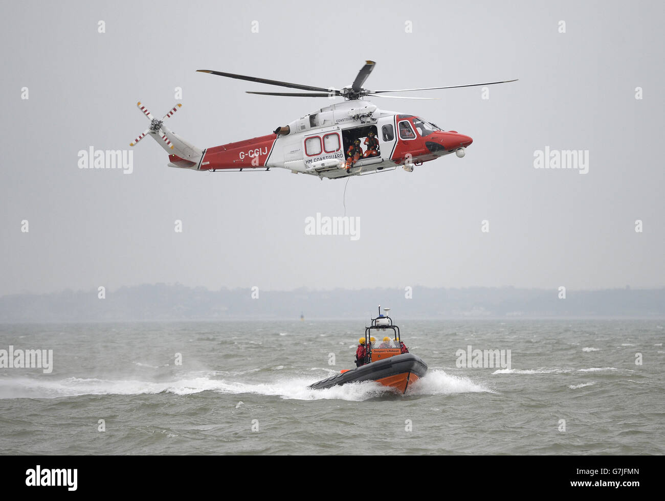 An AgustaWestland AW139 HM Coastguard Rescue Helicopter performs a ...