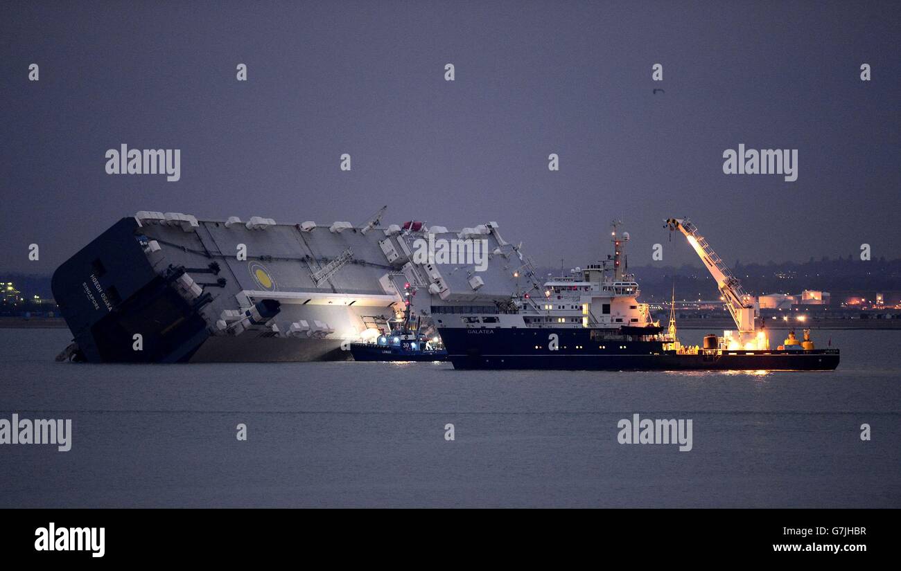 Survey vessel THV Galatea arrives to inspect the car carrier Hoegh ...