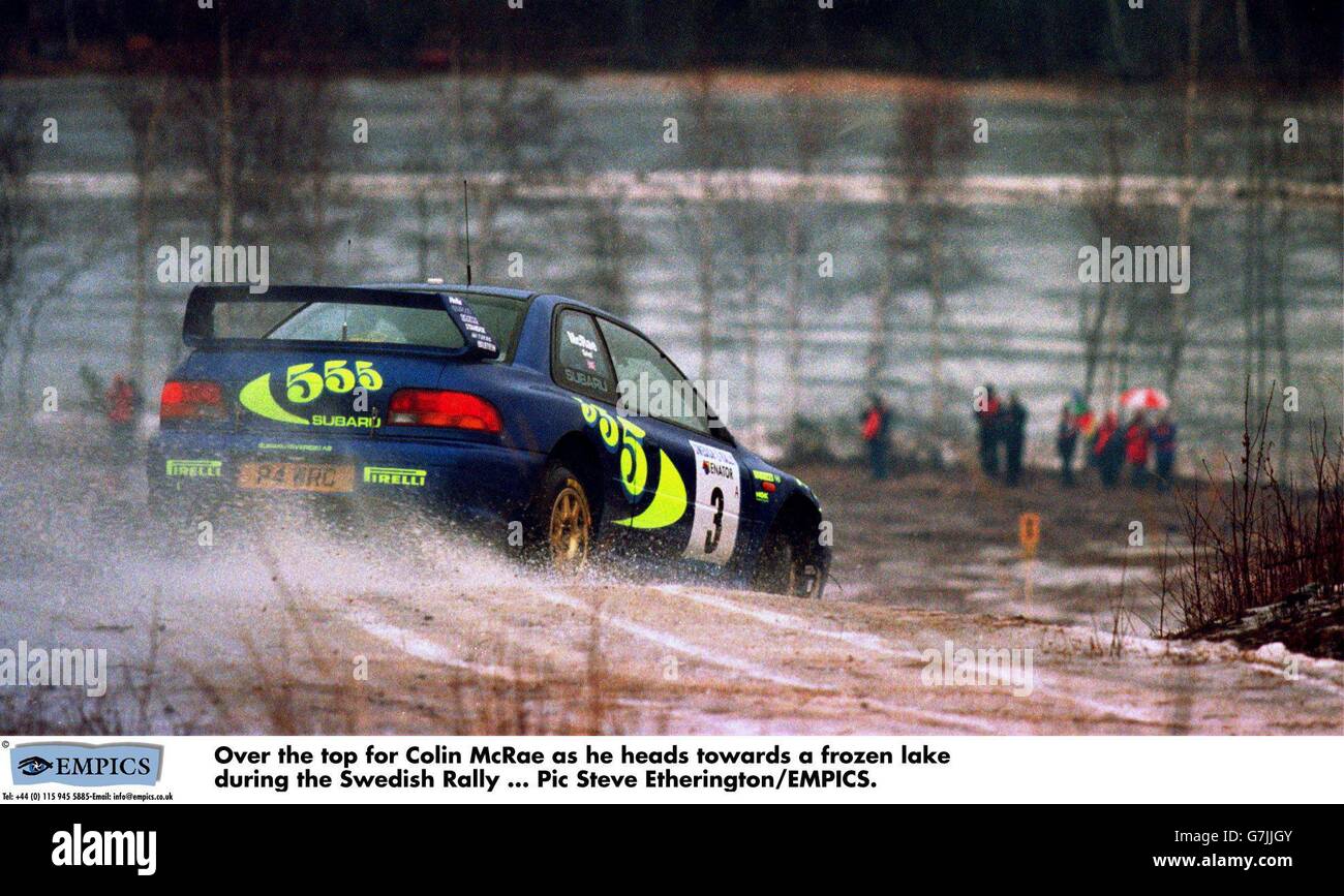 Motor Racing Subaru 555 Rally. Over the top for Colin McRae as he heads ...