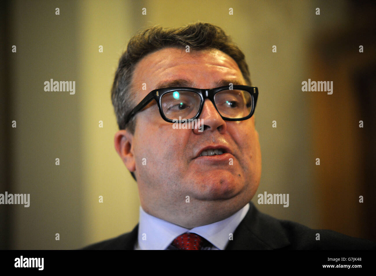 Tom Watson, newly elected deputy leader of the Labour Party speaking at ...