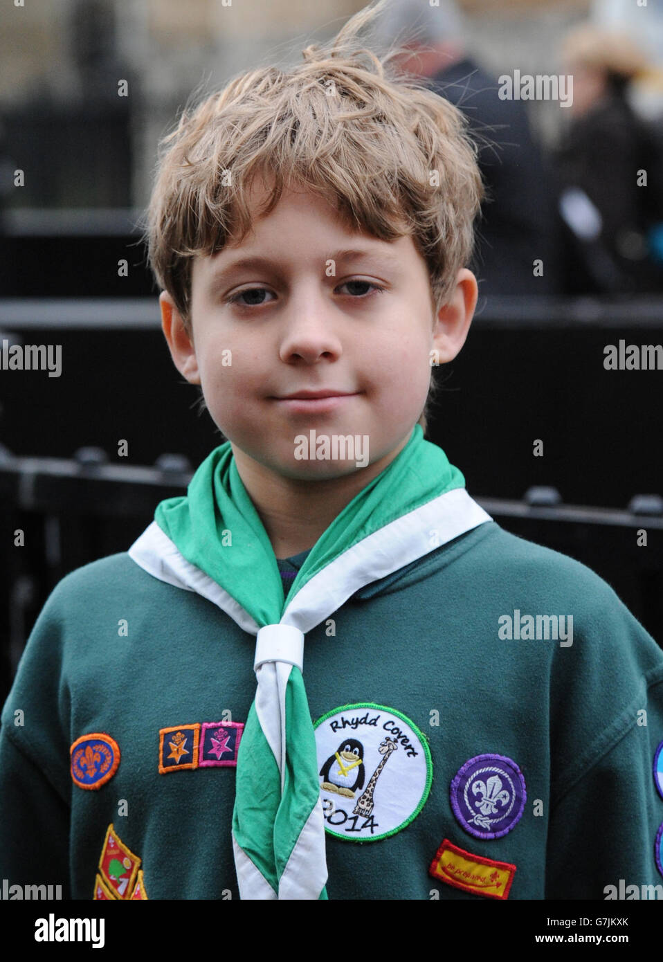 Nine year old Alex Rukin arrives at the Houses of Parliament in London ...