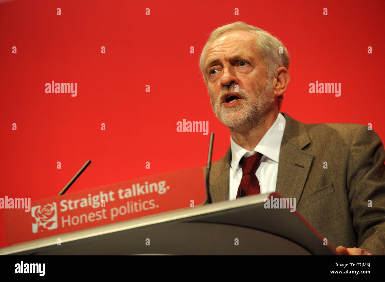 Jeremy Corbyn MP, newly elected leader of the labour party, delivering ...