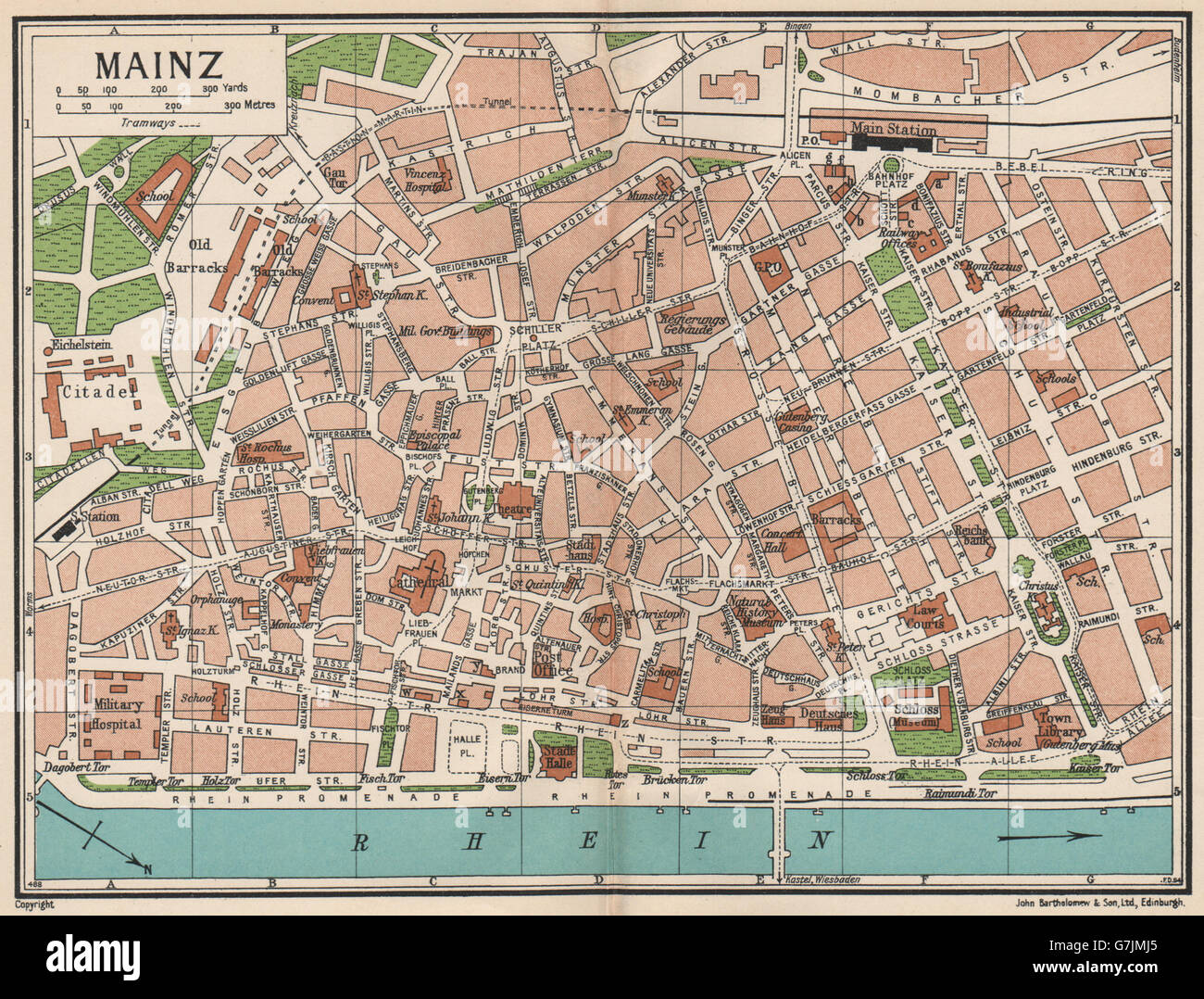 MAINZ. Vintage town city map plan. Germany, 1933 Stock Photo - Alamy