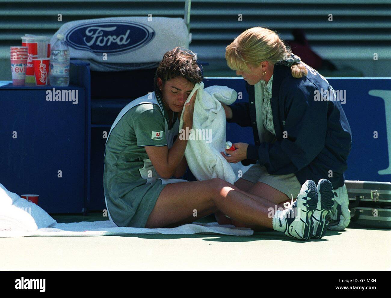Dominique van roost belguim gets physio stomach injury hi-res stock ...