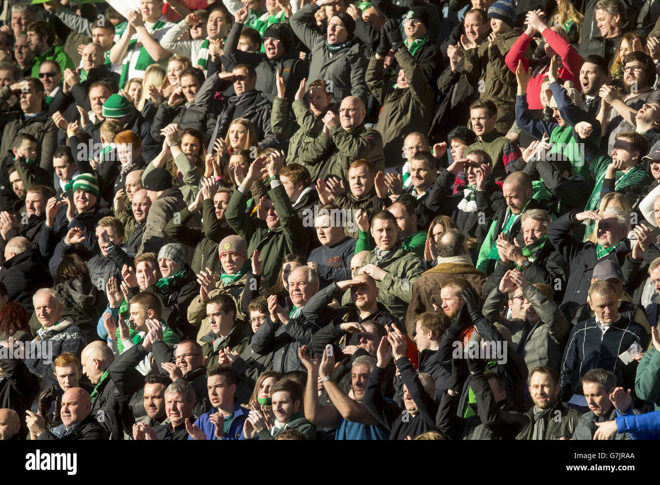 Hibernian fans in the stands at the tynecastle stadium hi-res stock ...
