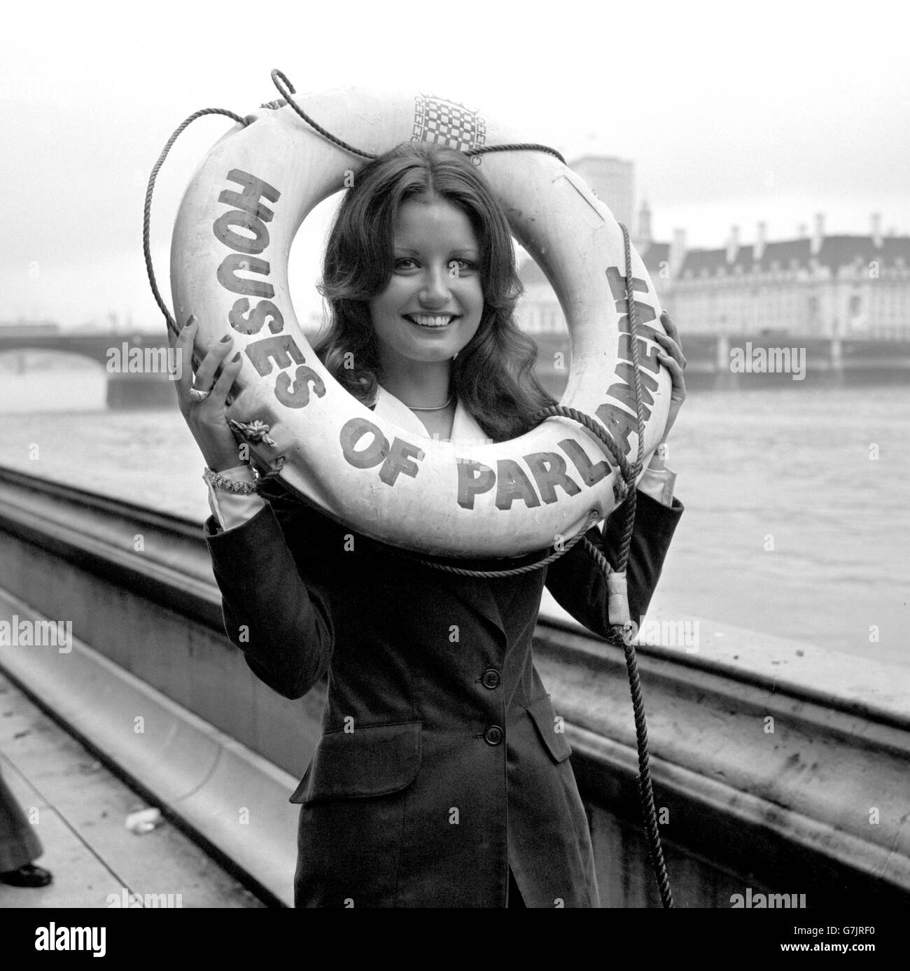 Miss Ireland Julie Ann Farnham, 17, poses with a lifebelt outside the ...
