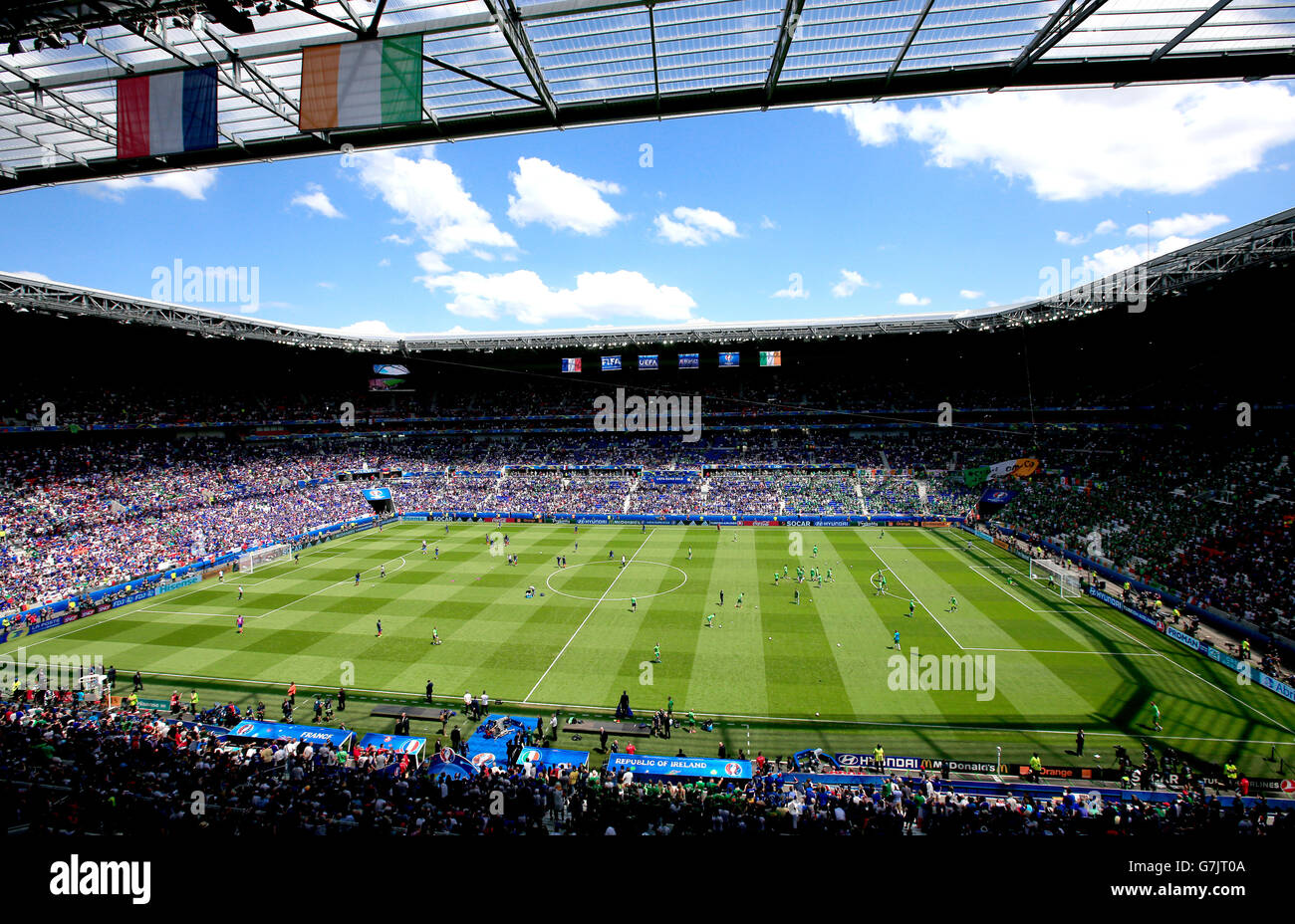 A view of the Stade De Lyon before the round of 16 match at the Stade ...