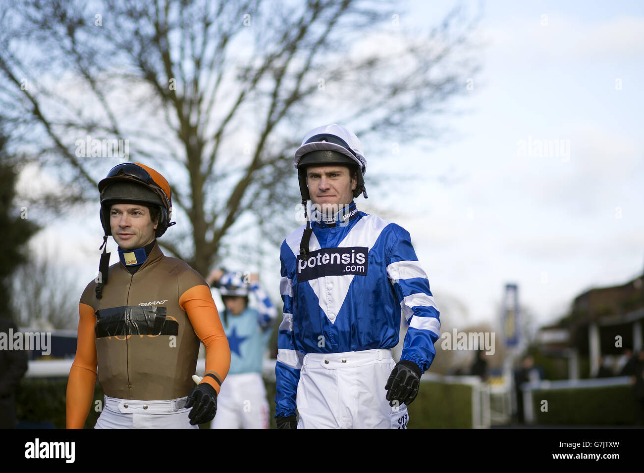 Jockey Sam Waley-Cohen (left) and Nick Scholfield leave the weighing ...