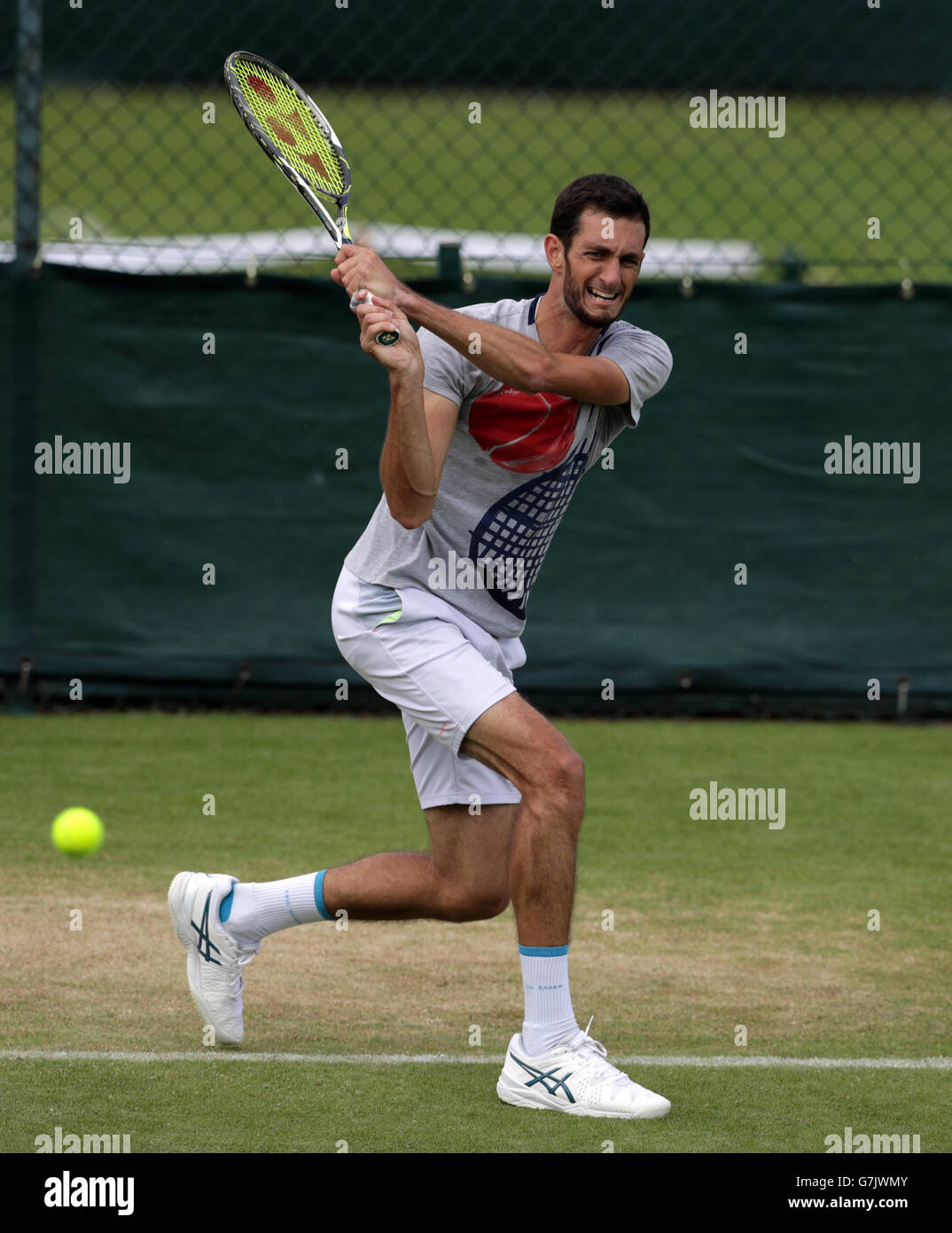 James Ward practices ahead of the Wimbledon Championships at the All ...