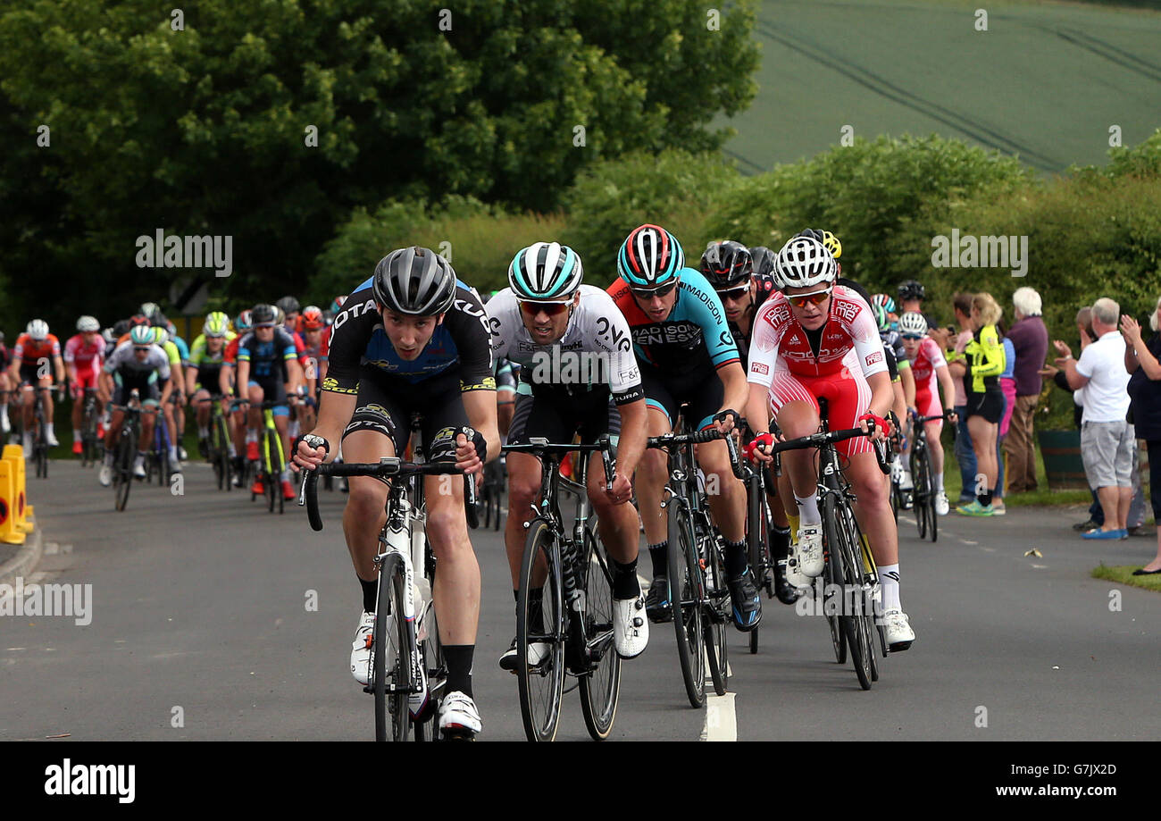 Riders compete in the Men's road race during the British Cycling ...