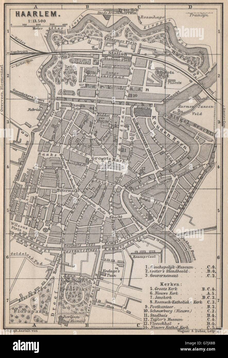 HAARLEM antique town city stadsplan. Harlem. Netherlands kaart, 1897 ...