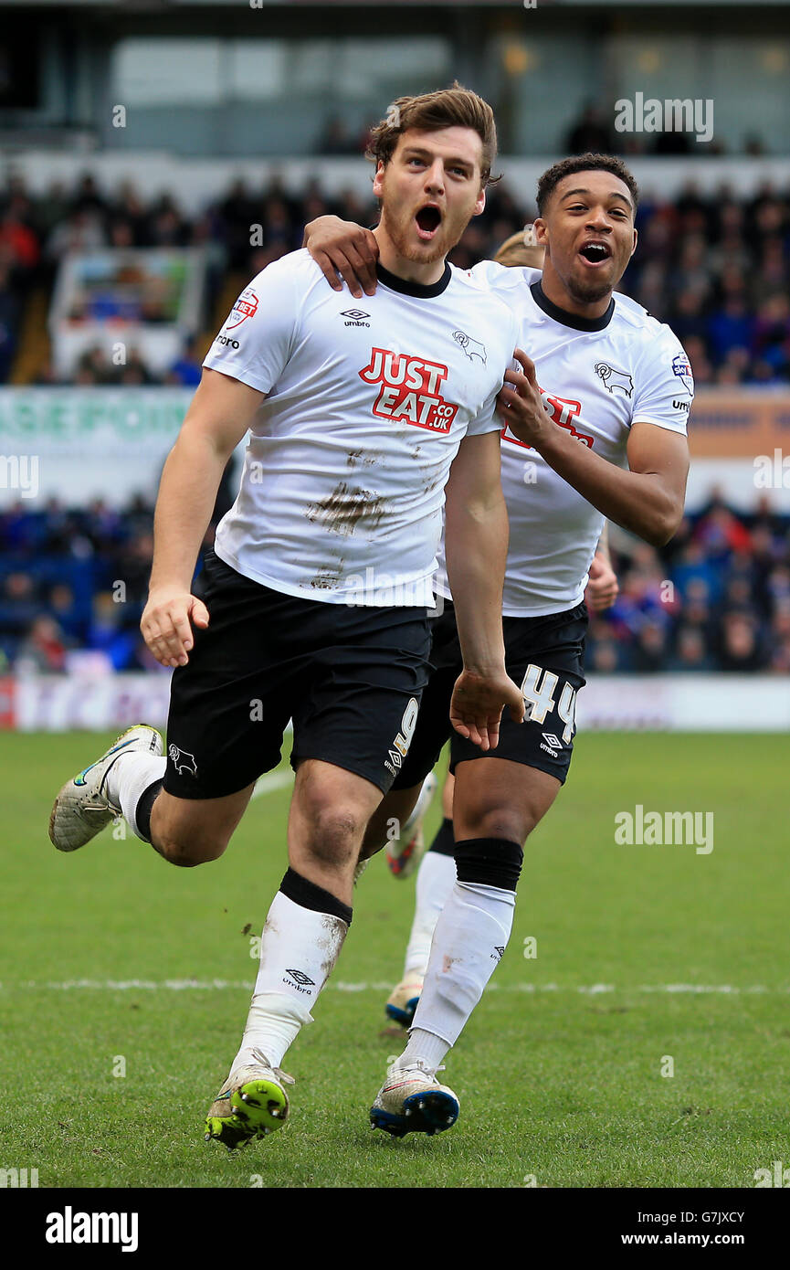 Derby County's Chris Martin (left) celebrates scoring the opening goal ...