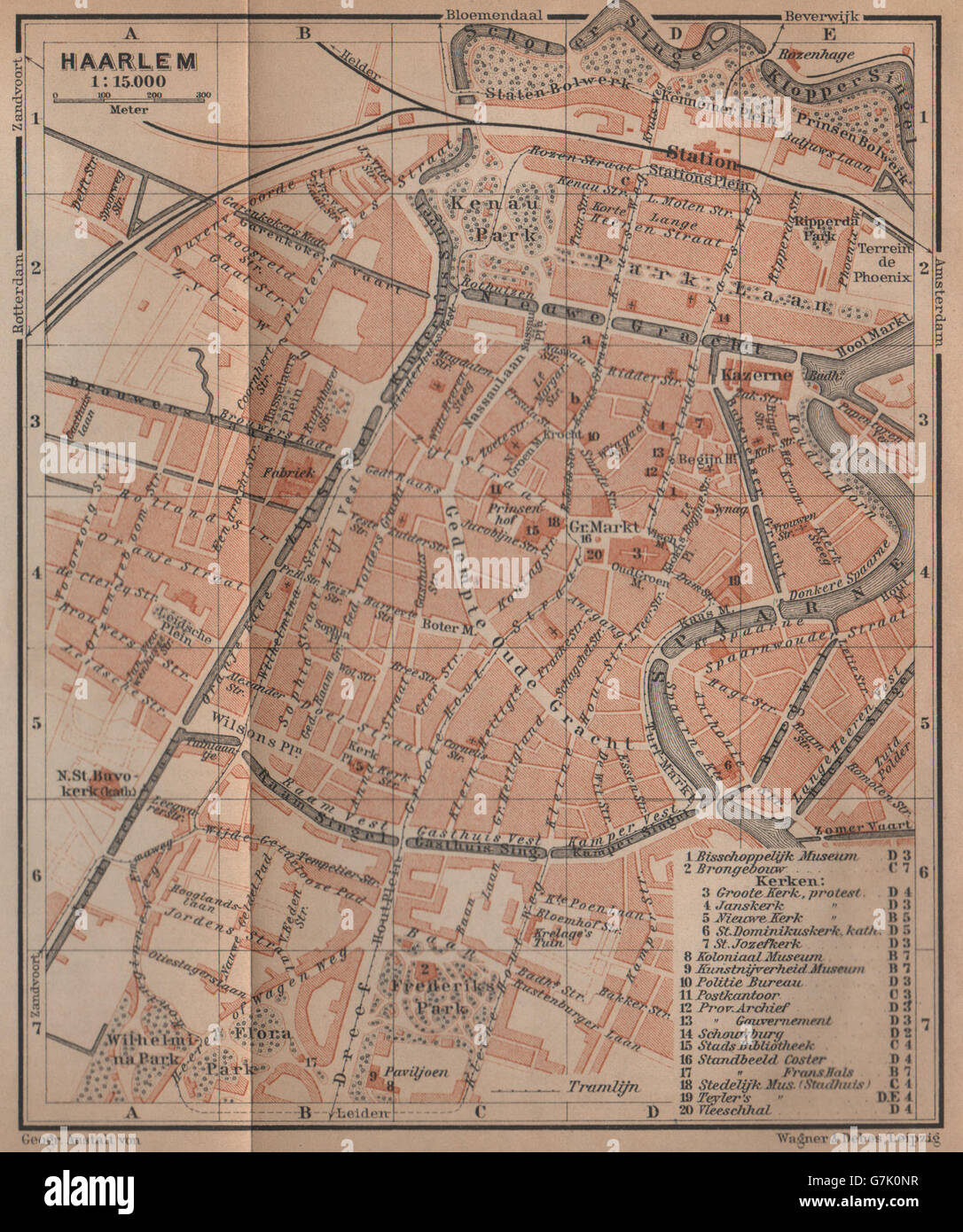 HAARLEM antique town city stadsplan. Harlem. Netherlands kaart, 1905 ...