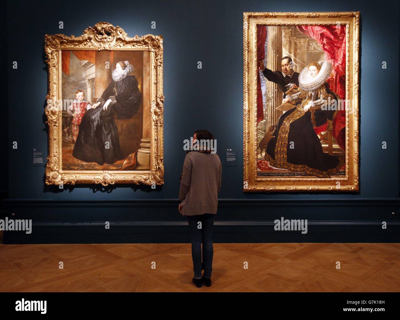 A visitor gazes at Van Dyck's work 'A Genoses Noblewoman and her Son ...