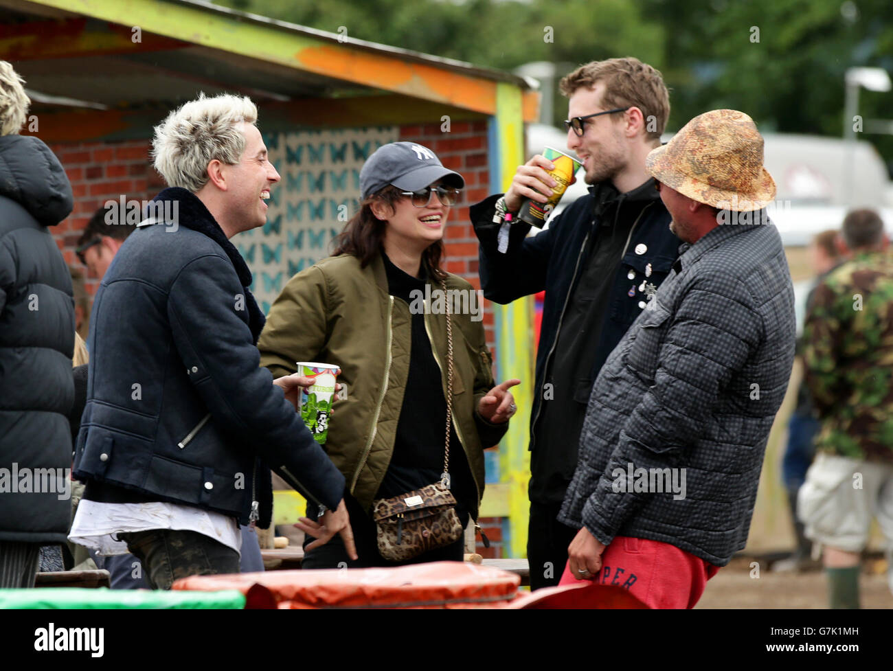 (left to right) Nick Grimshaw, Pixie Geldof and Alan Carr are seen ...