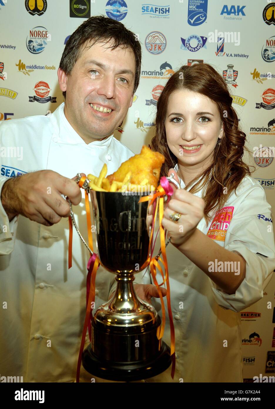 Manager John Gold (left) and Carlyn Johnson from the Fryer of Frankie's in Brae in the Shetland ...