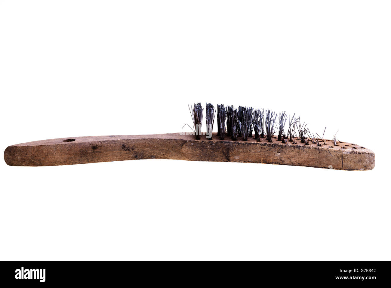 Old badly worn wire brush Stock Photo - Alamy